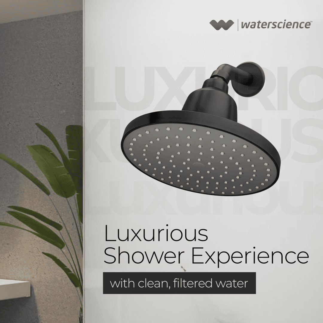 Rain Shower Filter - Matte Black with Arm CLEO-SFR-923 - 8'' – WaterScience